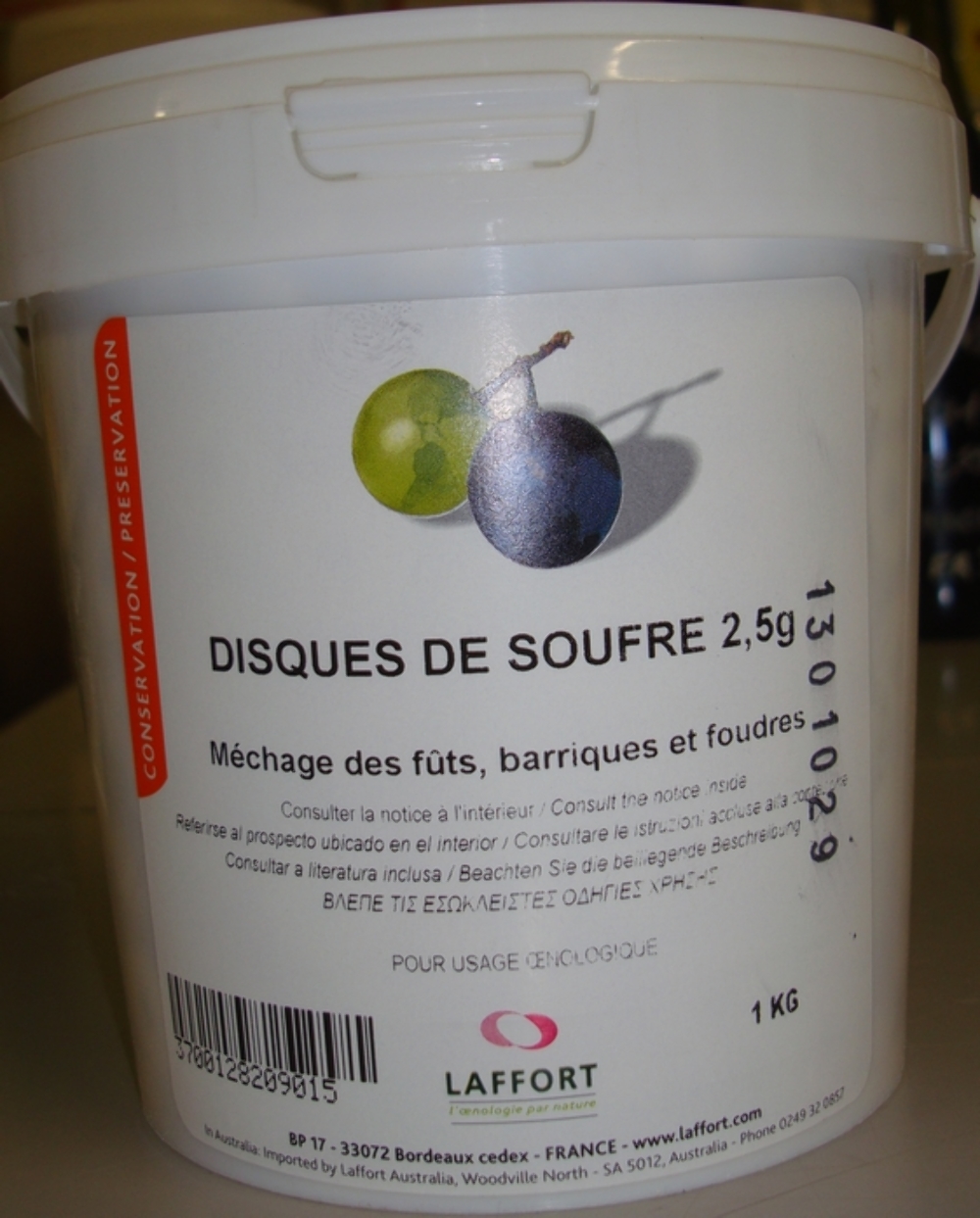 Azufre en comprimidos de 2,5g enologia