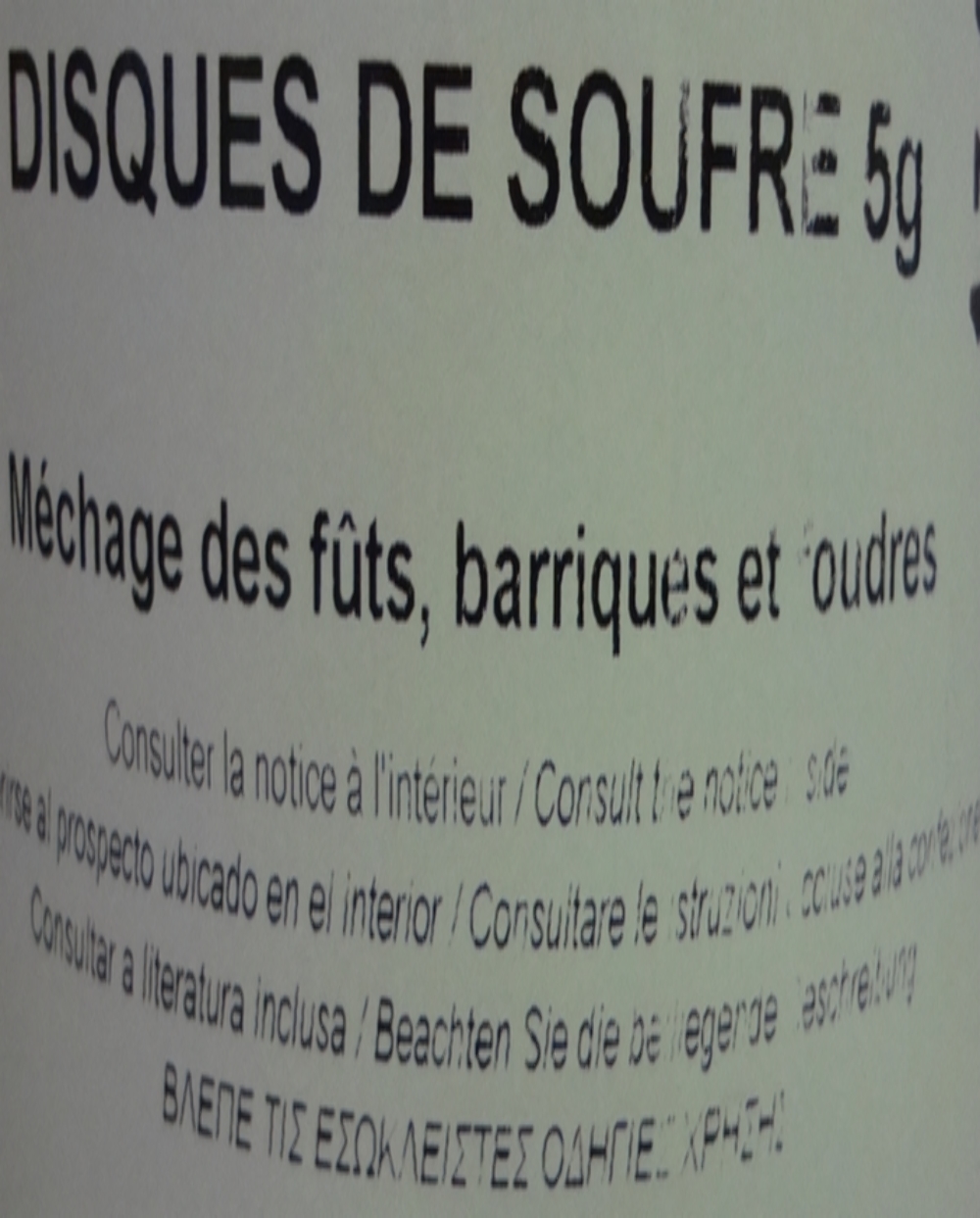 Azufre en comprimidos de 5g enologia